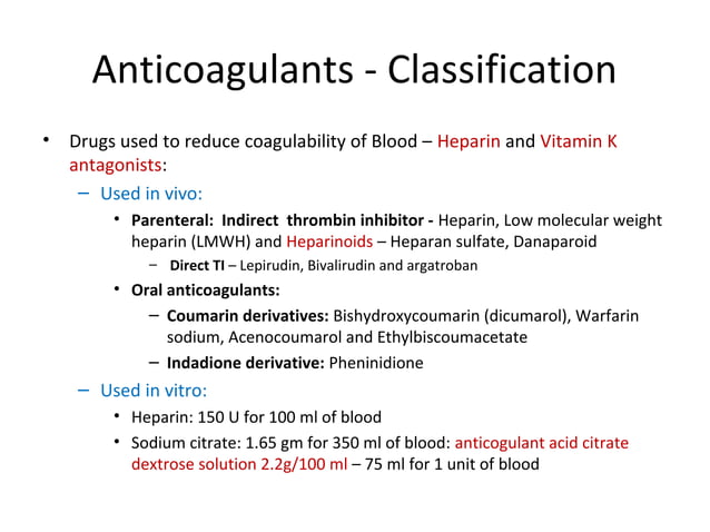 Drugs affecting coagulation and anticoagulants | PPT | Blood Disorders ...