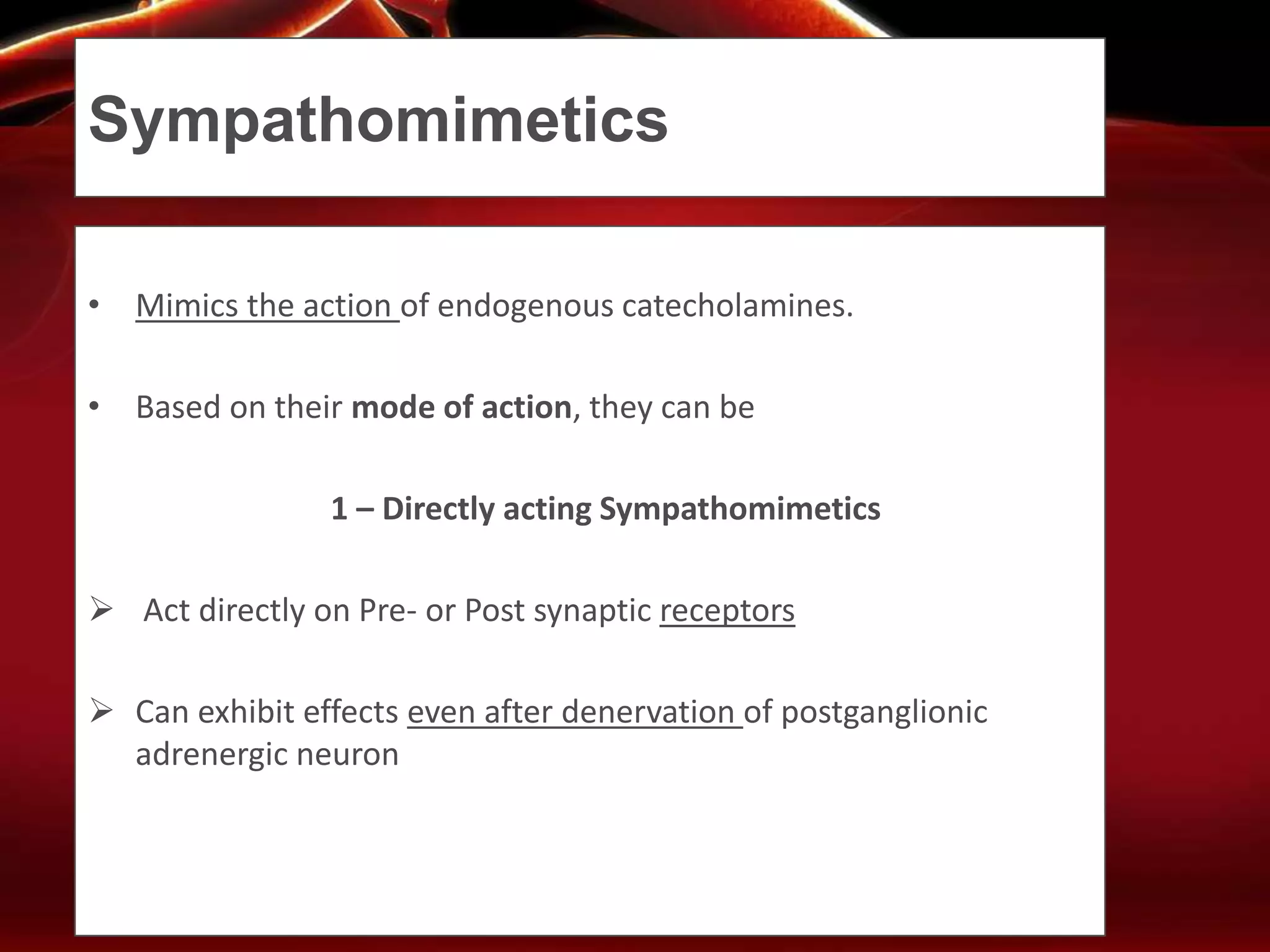 Drugs affecting the sympathetic nervous system | PPTX