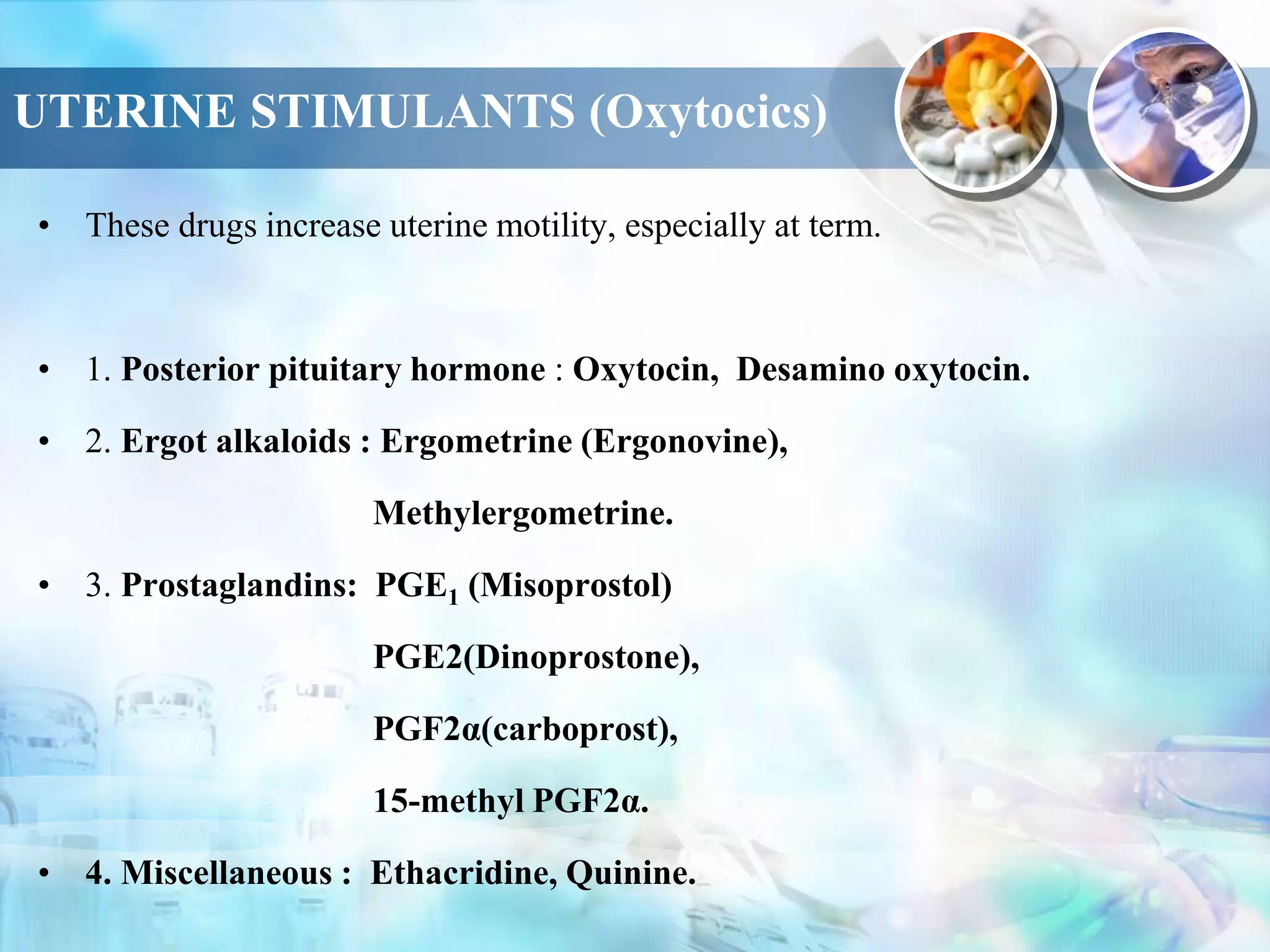 Drugs affecting uterine motility | PPTX