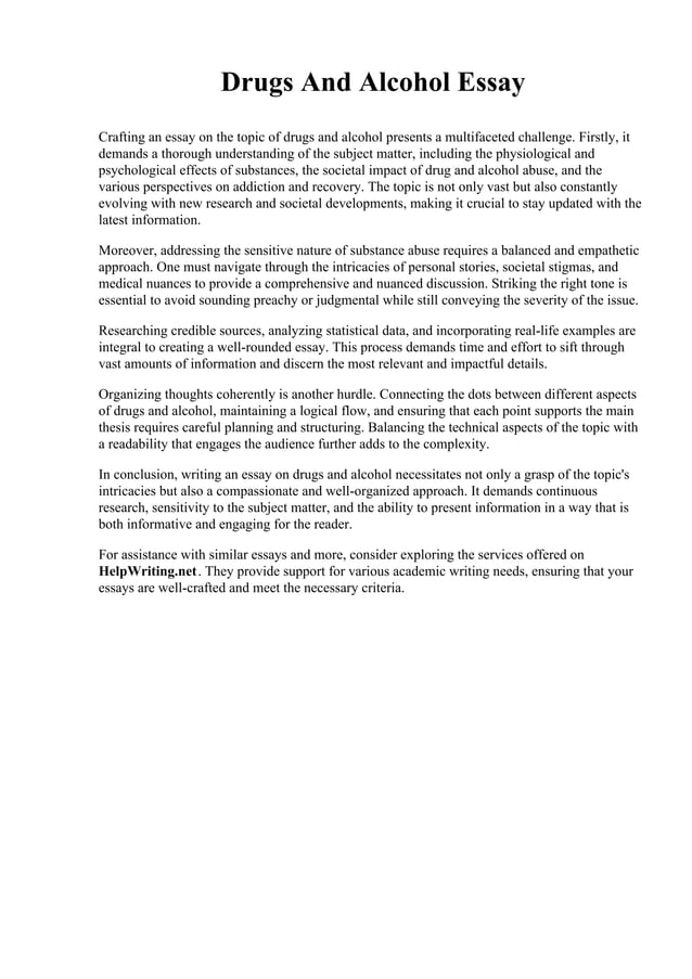 Drugs And Alcohol Essay.pdf | Illegal Drugs, Tobacco, eCigarettes ...