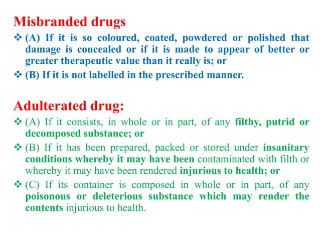 Drugs and cosmetics act 1940 | PPTX | Substance Abuse | Diseases and ...
