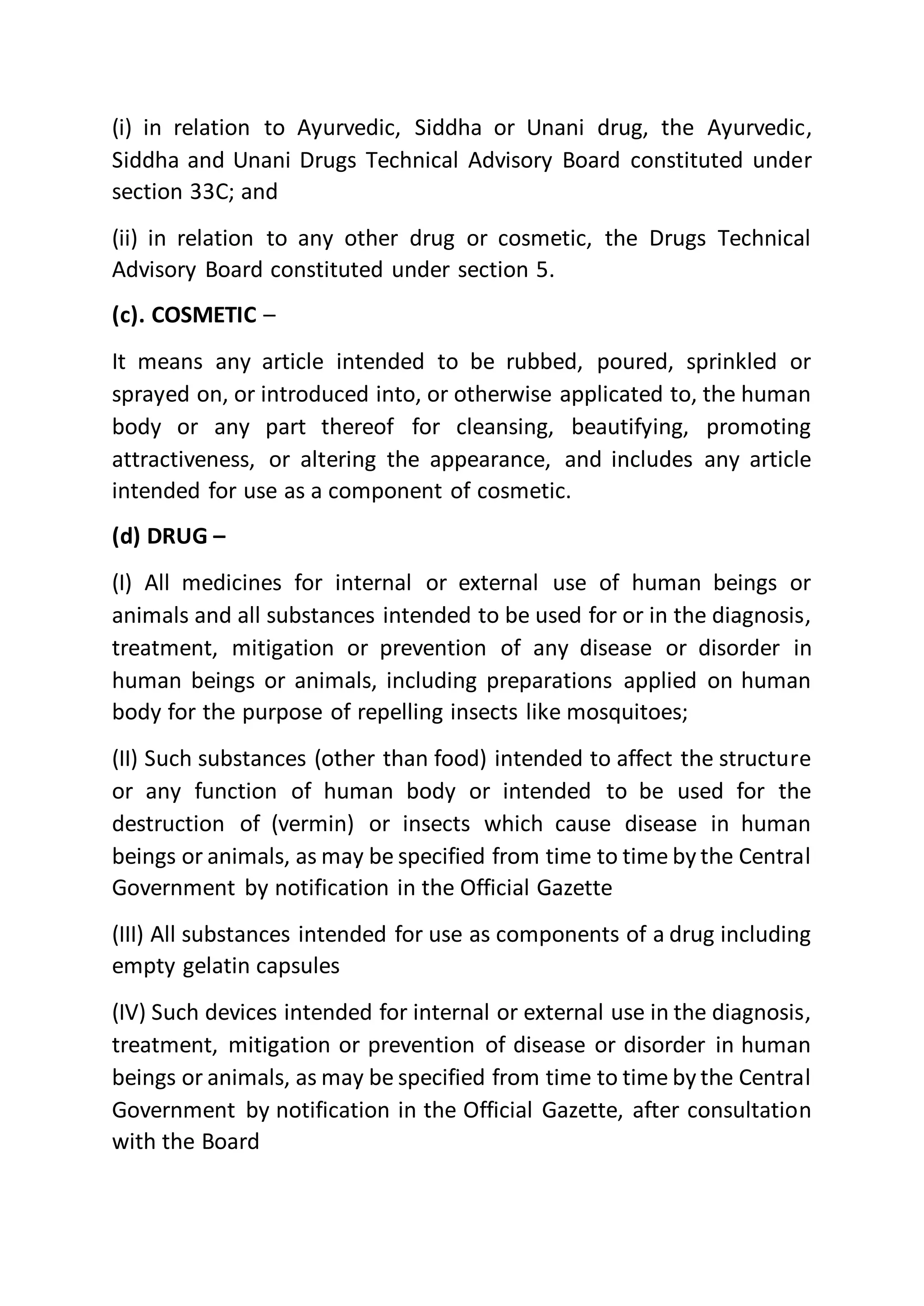 Drugs and Cosmetics Act 1940 and Rules 1945 - Detailed review | DOCX