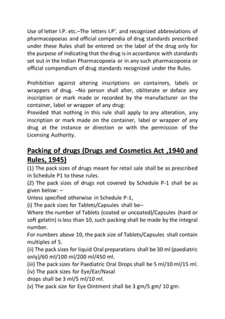 Drugs and Cosmetics Act 1940 and Rules 1945 - Detailed review | DOCX