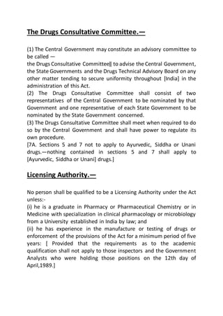 Drugs and Cosmetics Act 1940 and Rules 1945 - Detailed review | DOCX