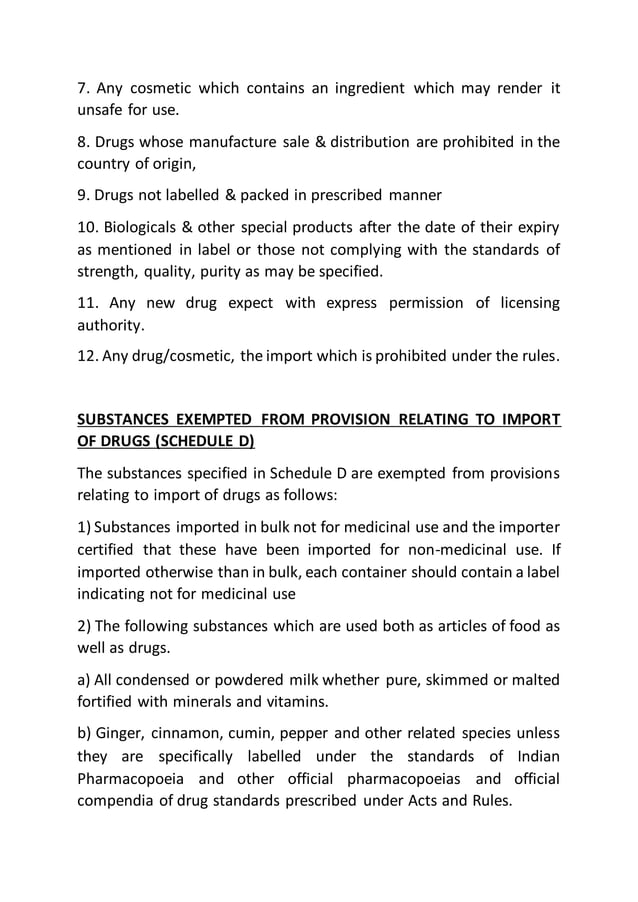 Drugs and Cosmetics Act 1940 and Rules 1945 - Detailed review | DOCX ...