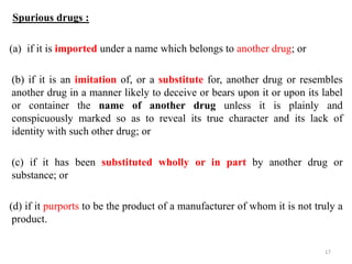 Drugs and cosmetics act 1940 and rules 1945 | PPTX