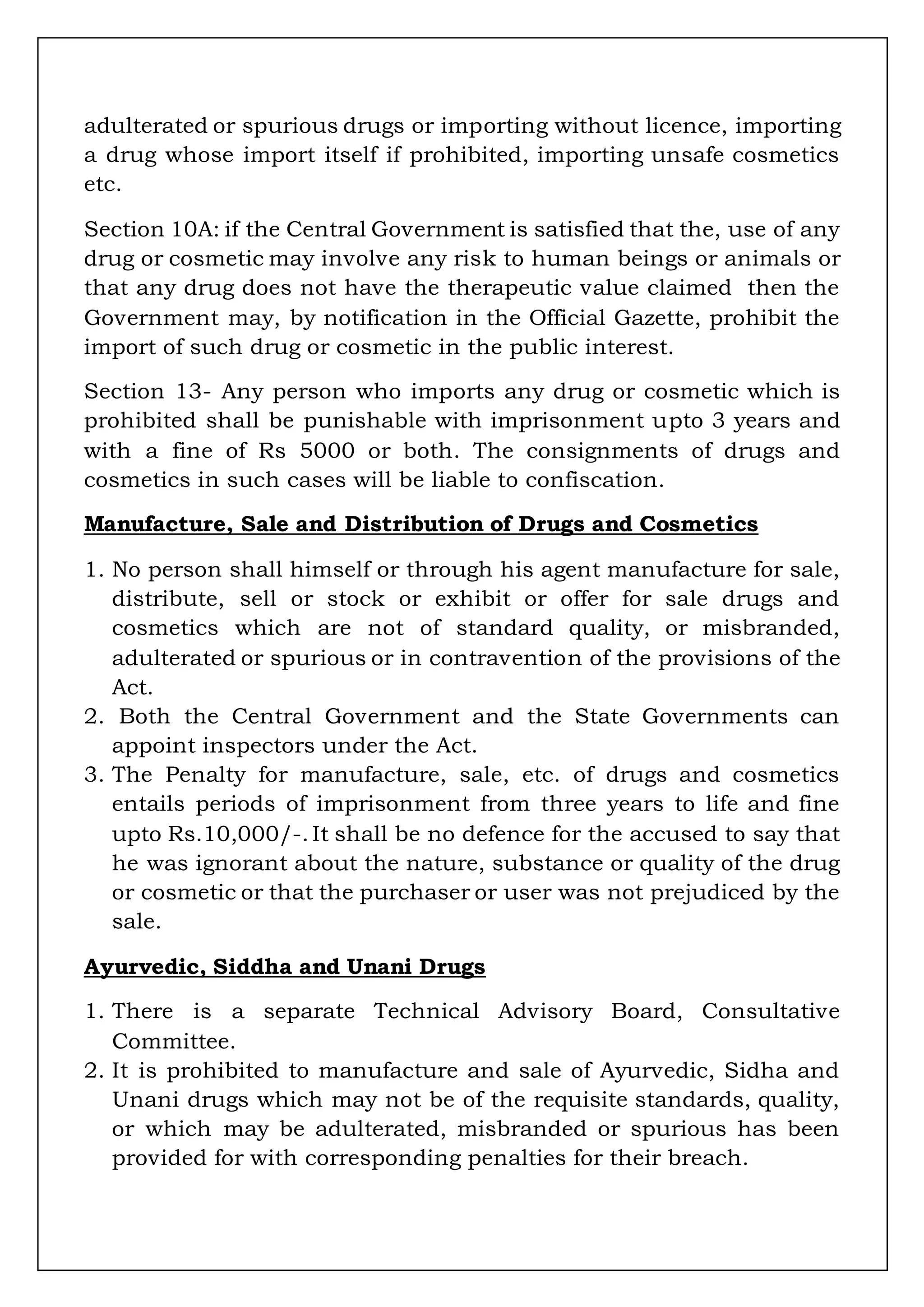 Drugs and cosmetics act-Control Of Spurious Drugs | DOCX