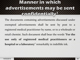 Drugs and magic remedies act (objectionable advertisements) 1954 | PPT