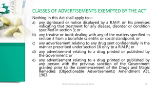Drugs and Magic Remedies (Objectionable Advertisement) Act, 1954 | PPTX