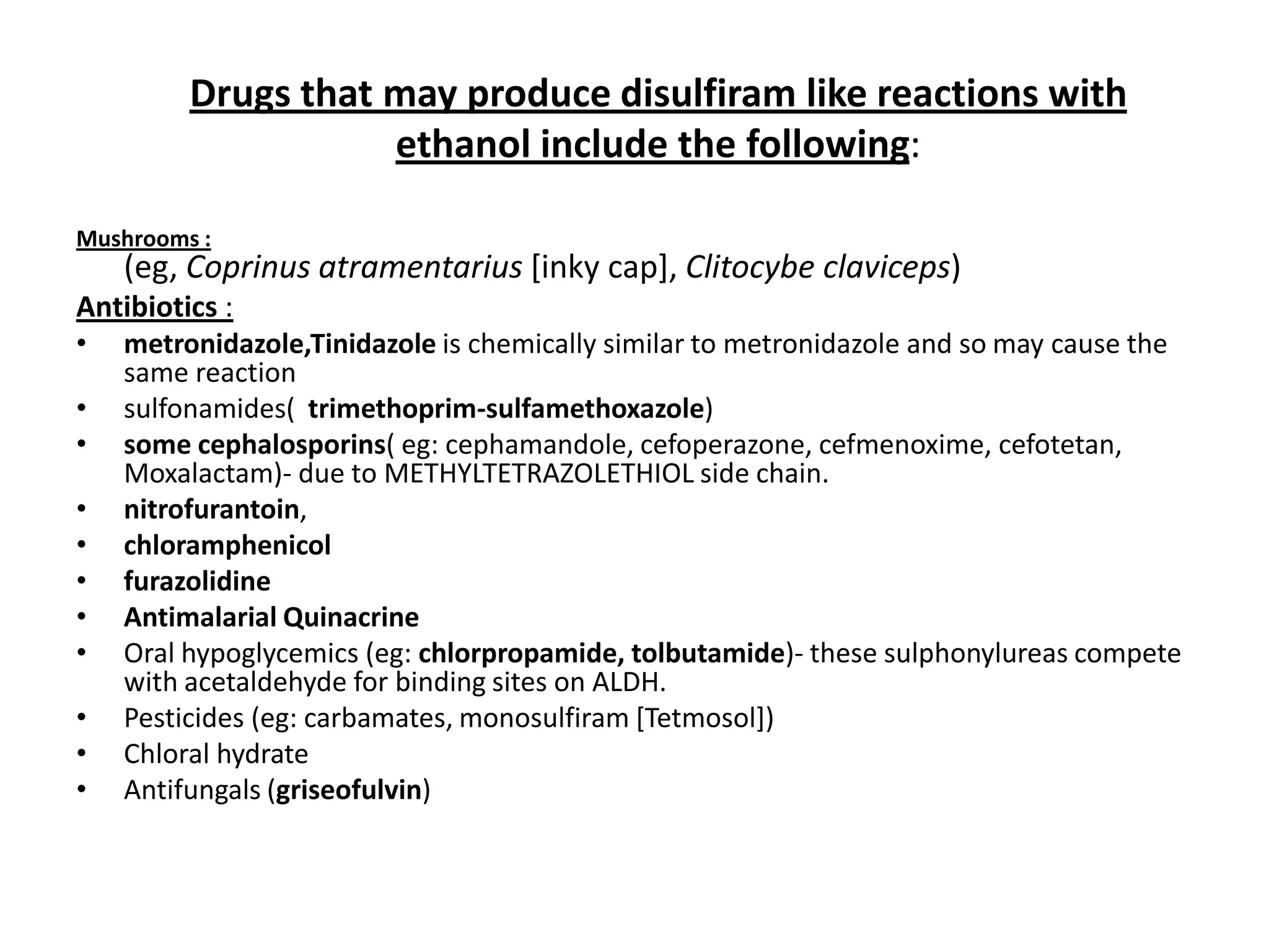 Drugs and substances with disulfiram like reactions | PPTX