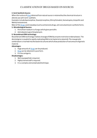 classification of drugs based on sources | DOCX