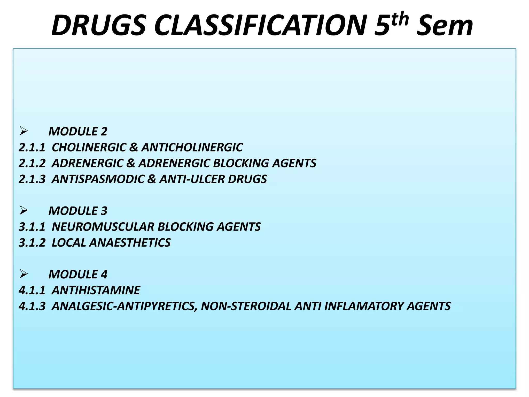 Drugs classification 5th sem | PPTX