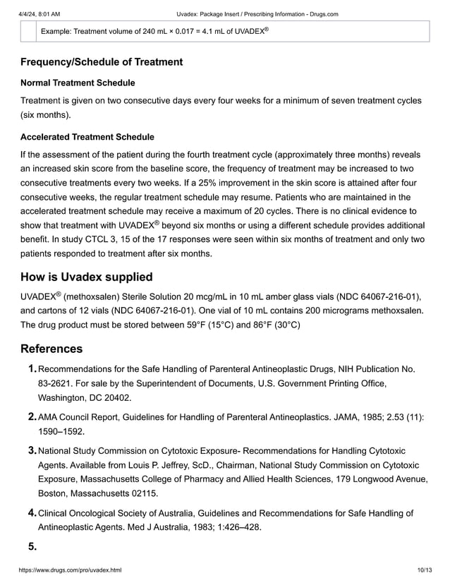 Presentation of Uvadex treatment and its profile | PDF