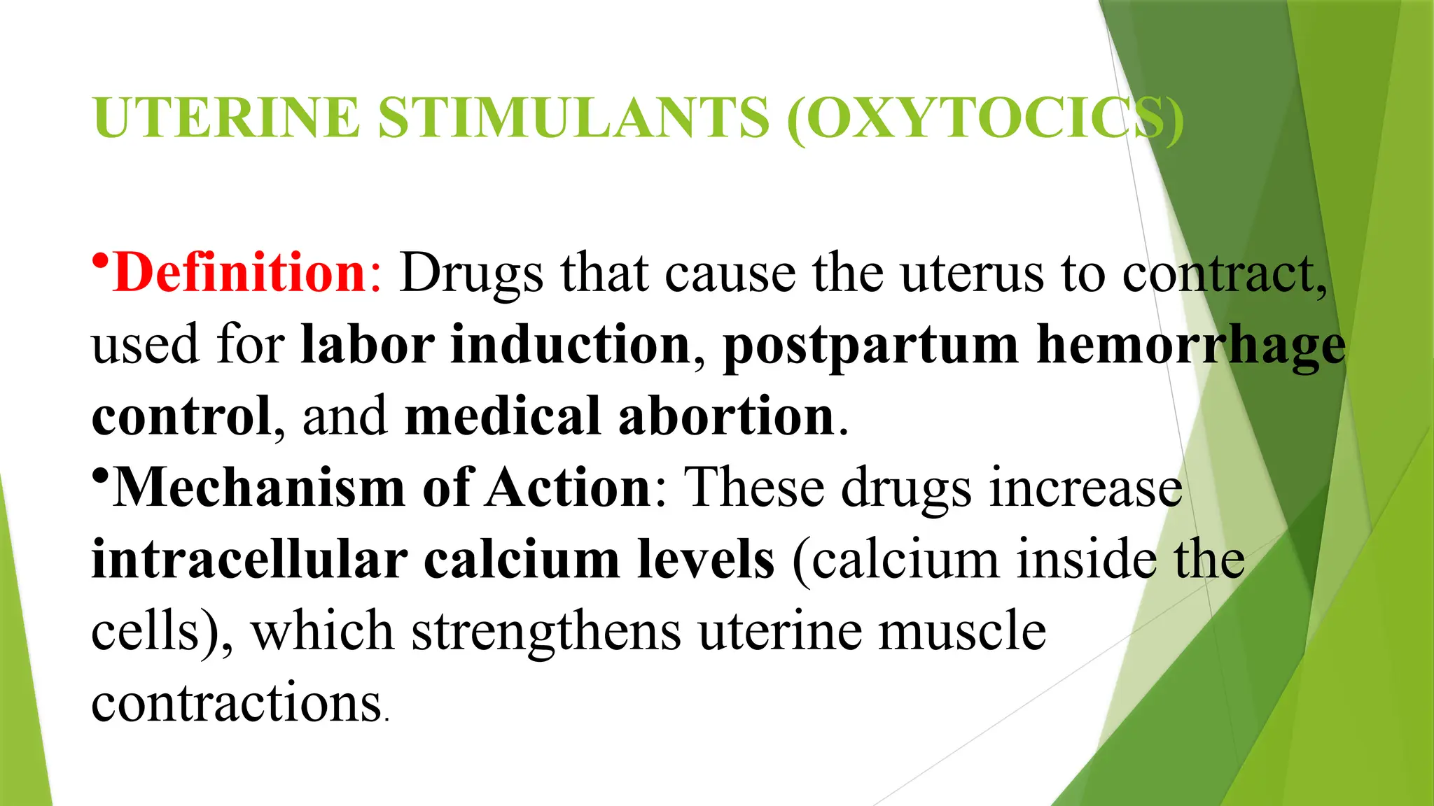 DRUGS DRUGS ACTING ON THE UTERUS CLASSIFICATION, MOA, SIDE EFFECTS | PPTX