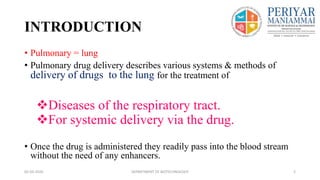 Drug seminar pulmonary drug delivery | PPT | Free Download