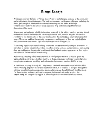 Drugs Essays. University of California Riverside | PDF