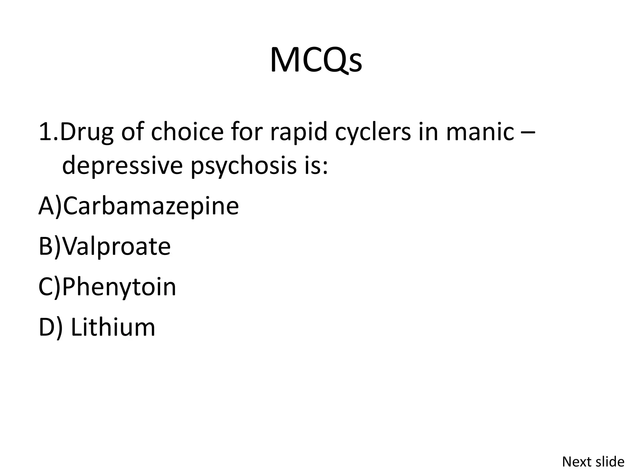 Pharmacology of Drugs used in bipolar disorder & mania | PPTX