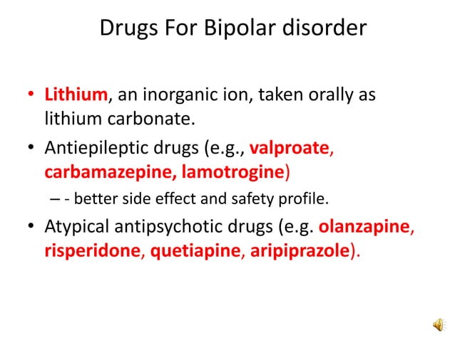 Pharmacology of Drugs used in bipolar disorder & mania | PPTX ...