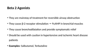 Drugs for treatment of Bronchial Asthma including pathology physiology ...