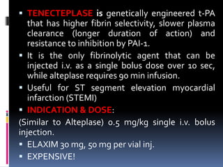 Drugs for coagulation, Antiplatelets, Fibrinolytics & Antifibrinolytics ...