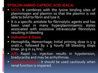 Drugs for coagulation, Antiplatelets, Fibrinolytics & Antifibrinolytics ...
