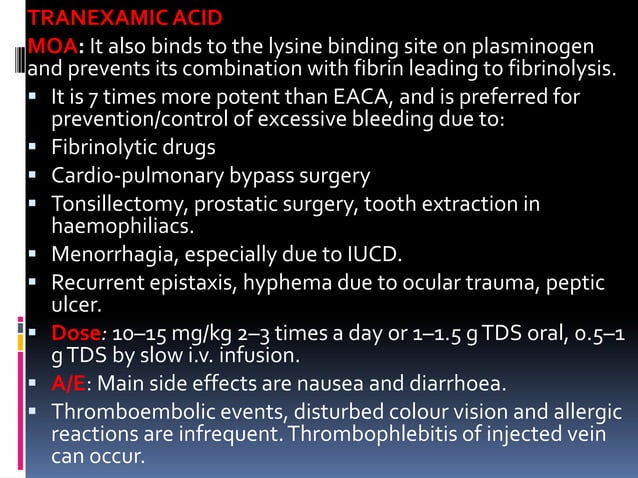 Drugs for coagulation, Antiplatelets, Fibrinolytics & Antifibrinolytics ...