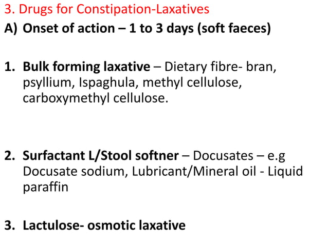Drugs for constipation | PPTX | Digestive Disorders | Diseases and ...
