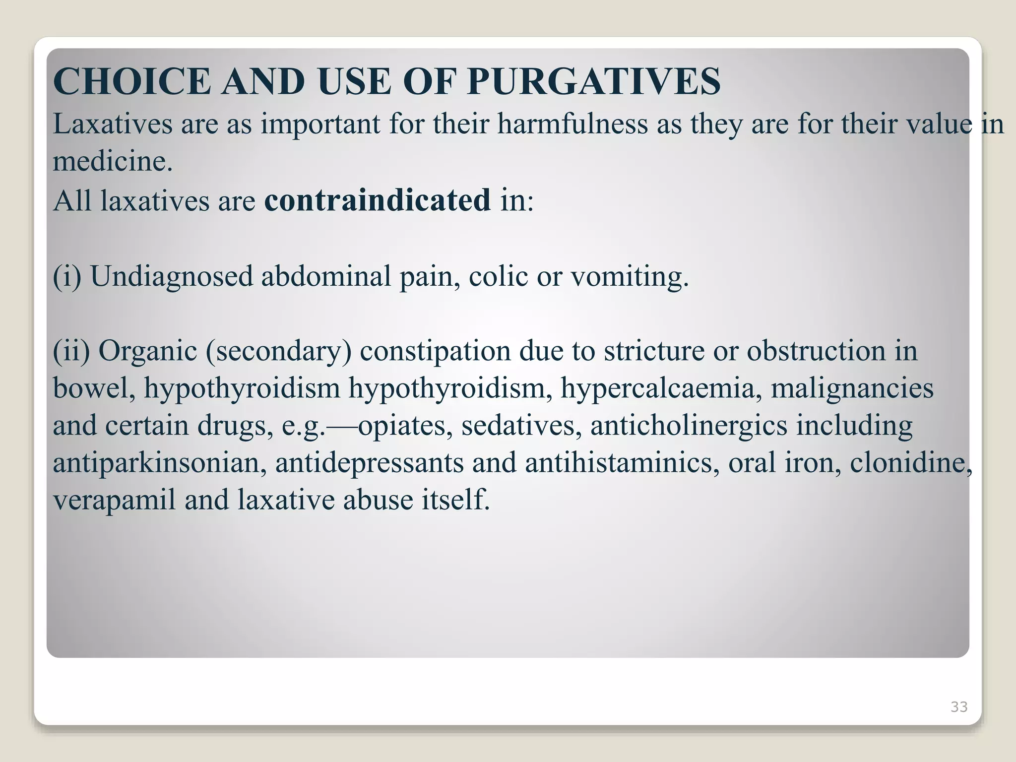 Drugs used in treatment of constipation | PPTX
