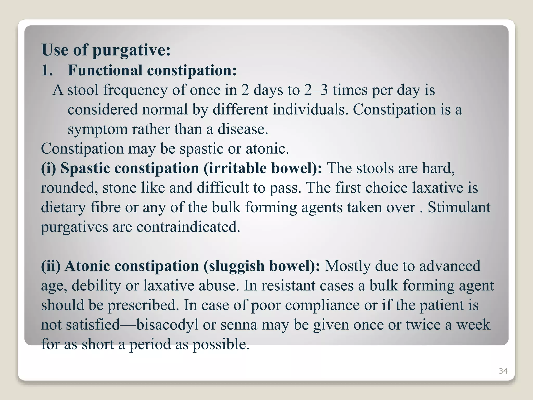 Drugs used in treatment of constipation | PPTX