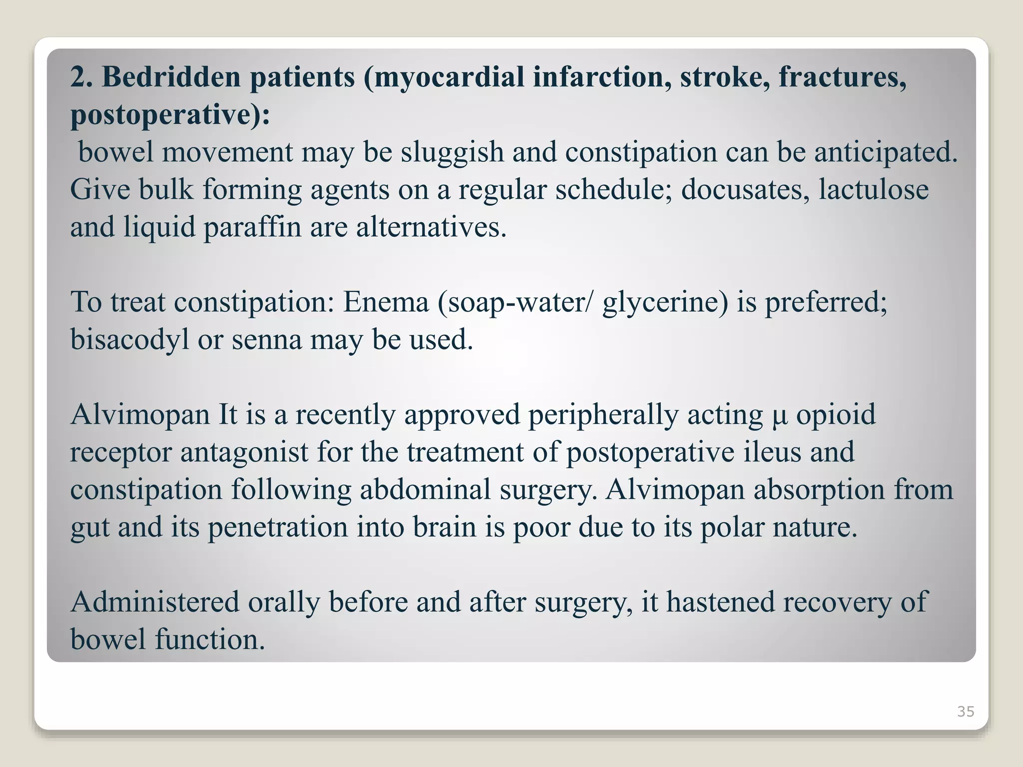 Drugs used in treatment of constipation | PPTX
