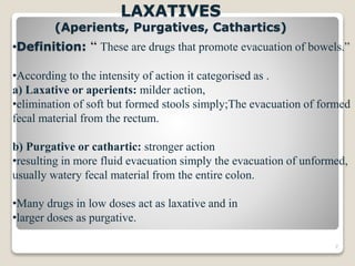 Drugs used in treatment of constipation | PPTX