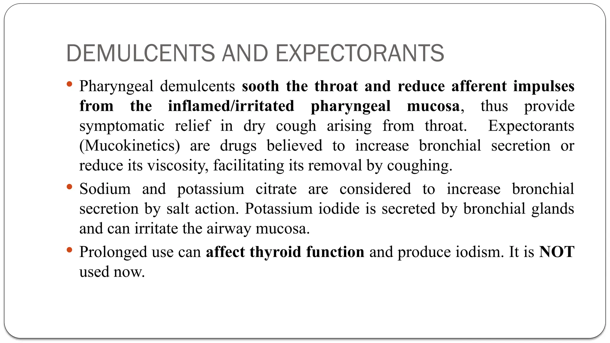 Pharmacology of Drugs Acting on Cough ppt | PPTX