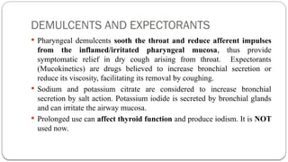 Pharmacology of Drugs Acting on Cough ppt | PPTX