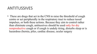 drugs used for cough Management and pathophysiology.pptx