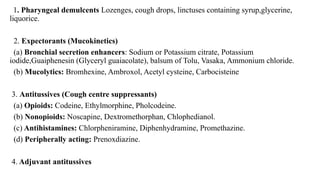drugs used for cough Management and pathophysiology.pptx