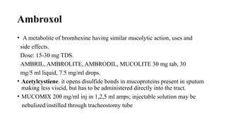 drugs used for cough Management and pathophysiology.pptx
