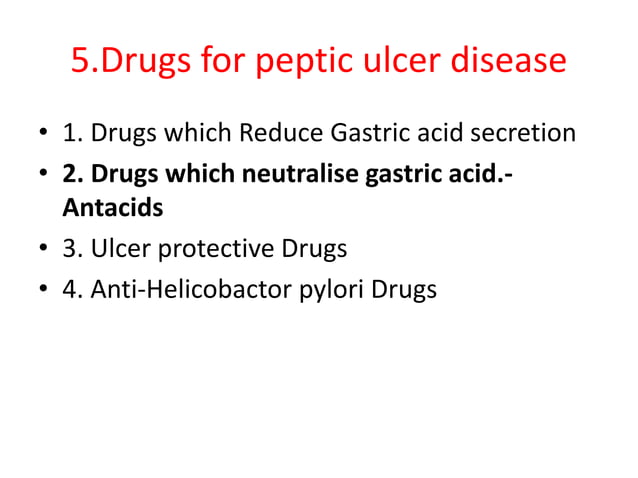 Drugs for peptic ulcer | PPTX | Digestive Disorders | Diseases and ...