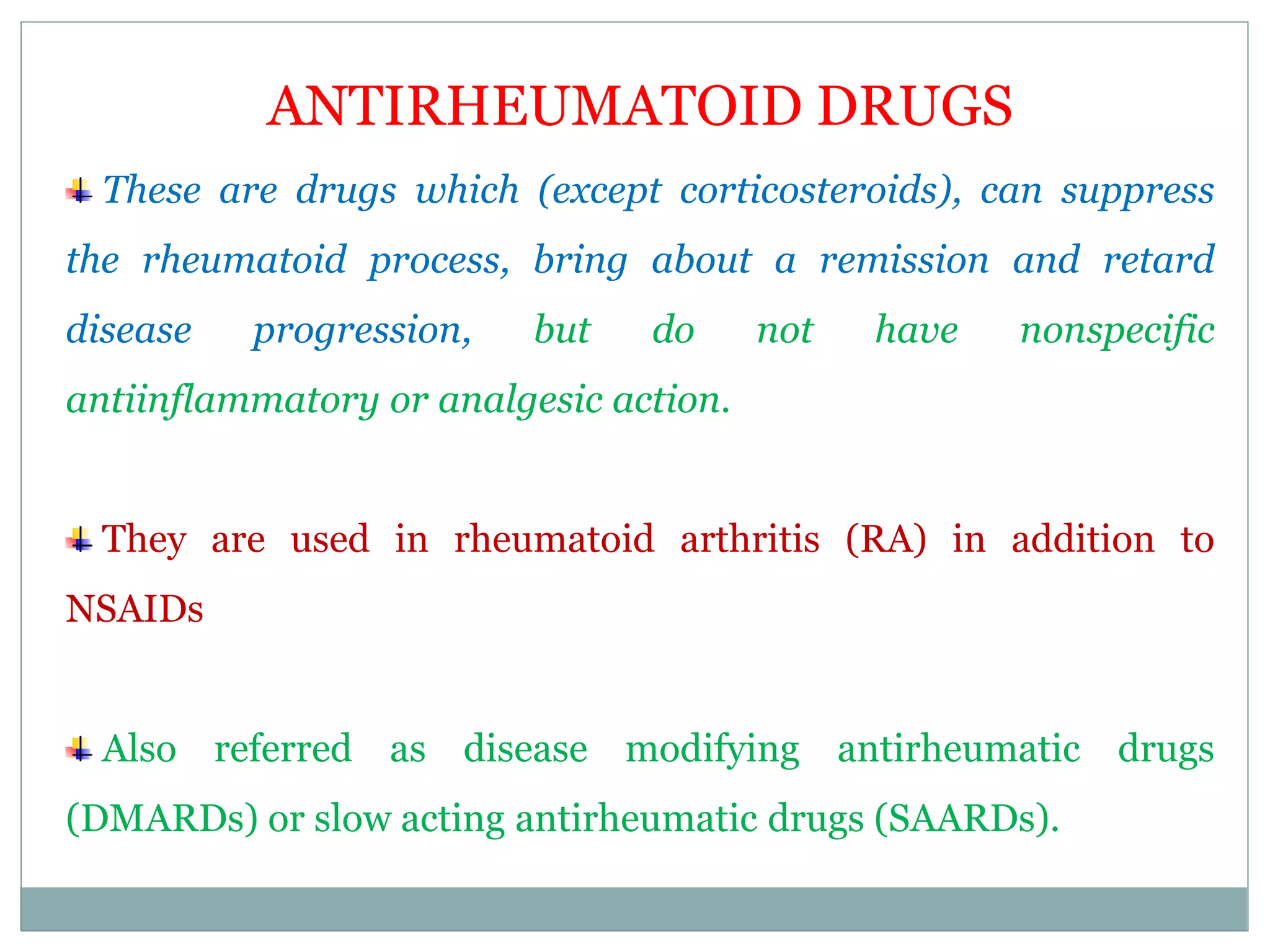 Drugs for Rheumatoid Arthritis | PPTX