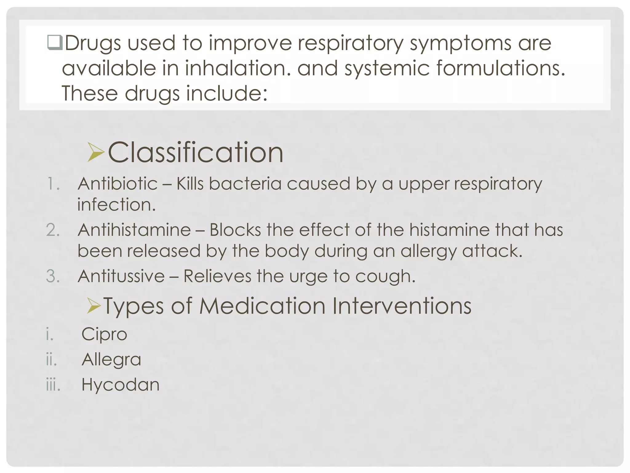 Drugs for the respiratory system 6 | PPTX