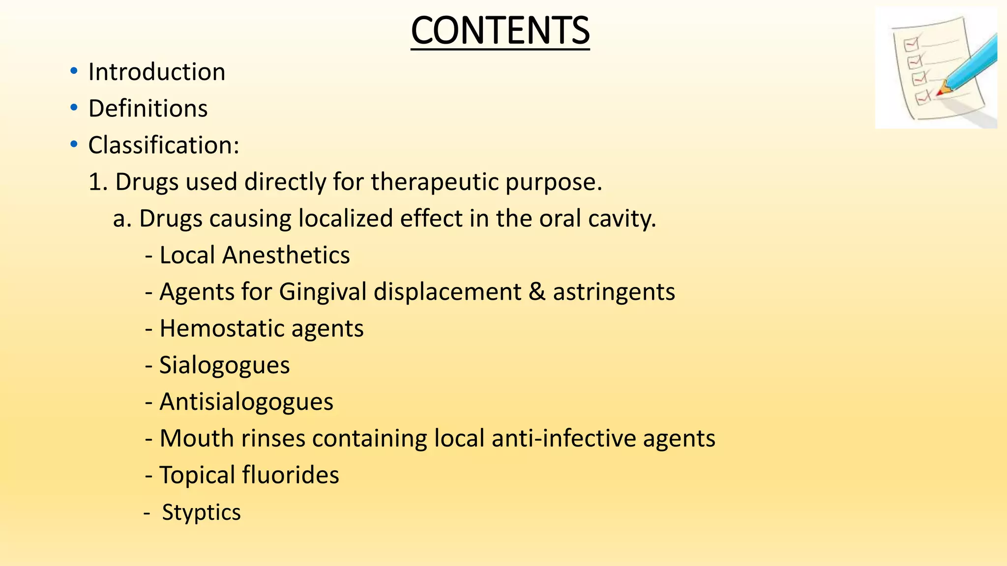 Drugs in prosthodontics | PPTX