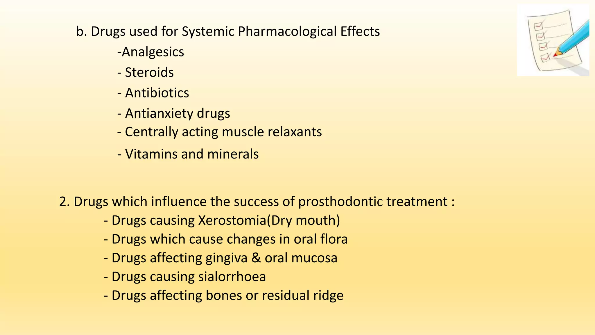 Drugs in prosthodontics | PPTX
