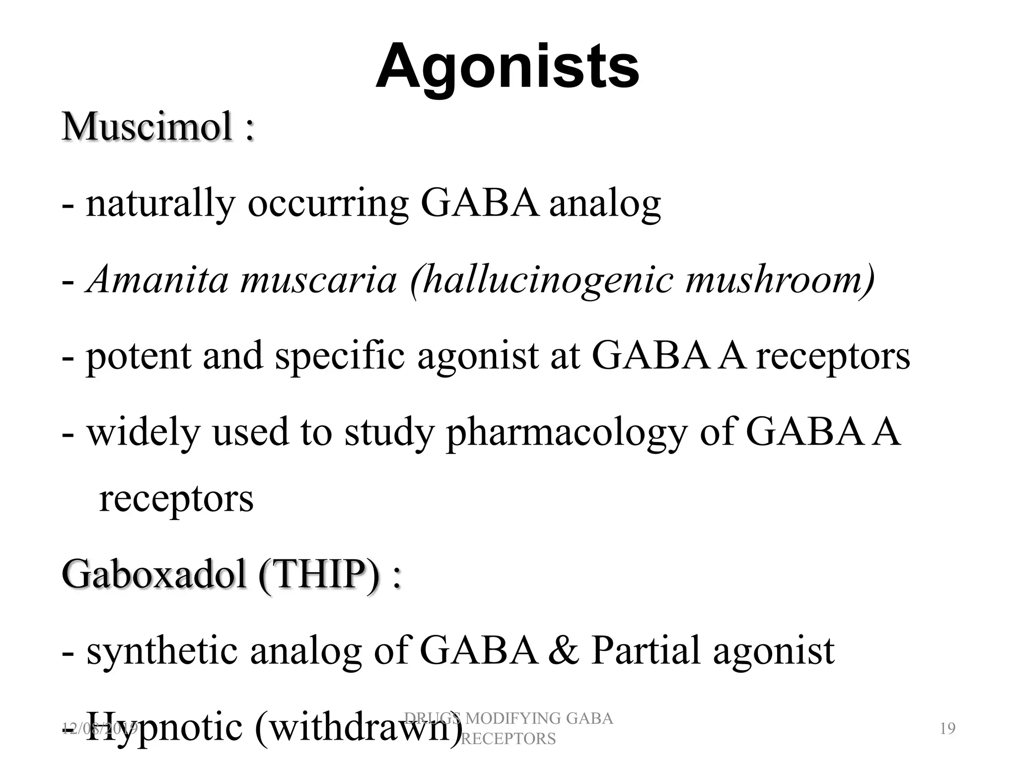 Drugs modifying GABA receptors | PPTX