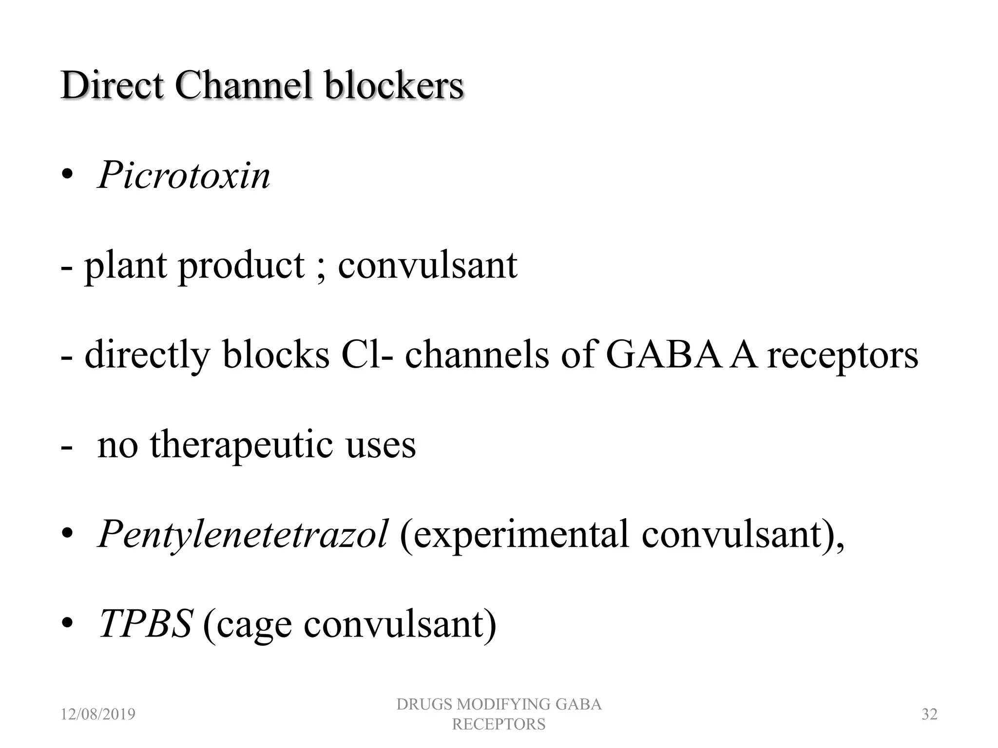 Drugs modifying GABA receptors | PPTX