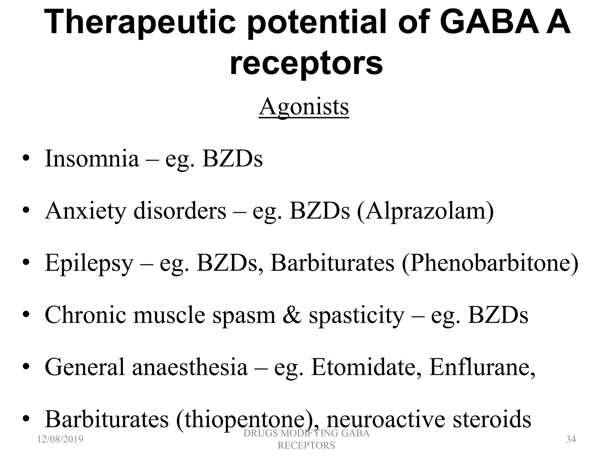 Drugs modifying GABA receptors | PPTX