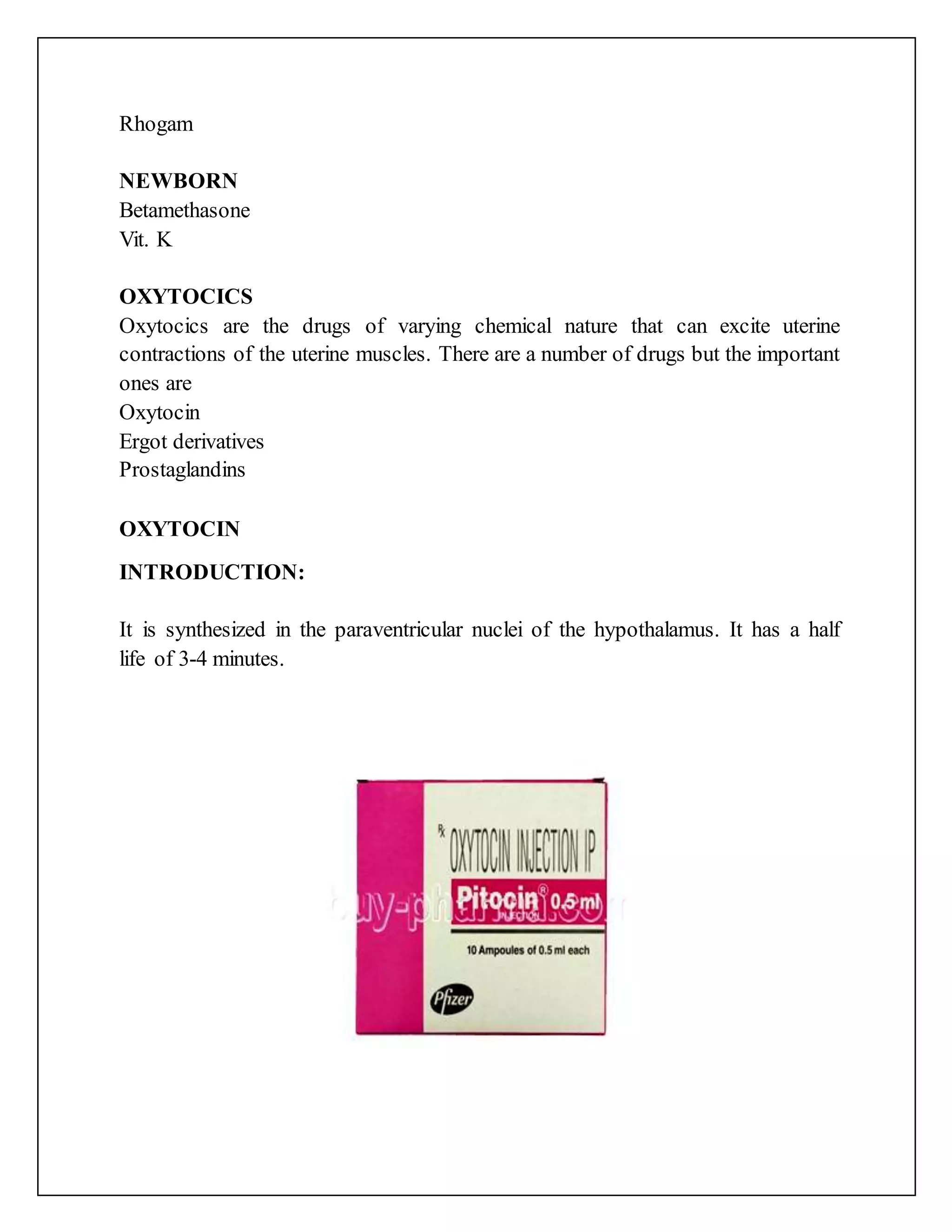 Drugs used in pregnancy, labour and puerperium | DOCX