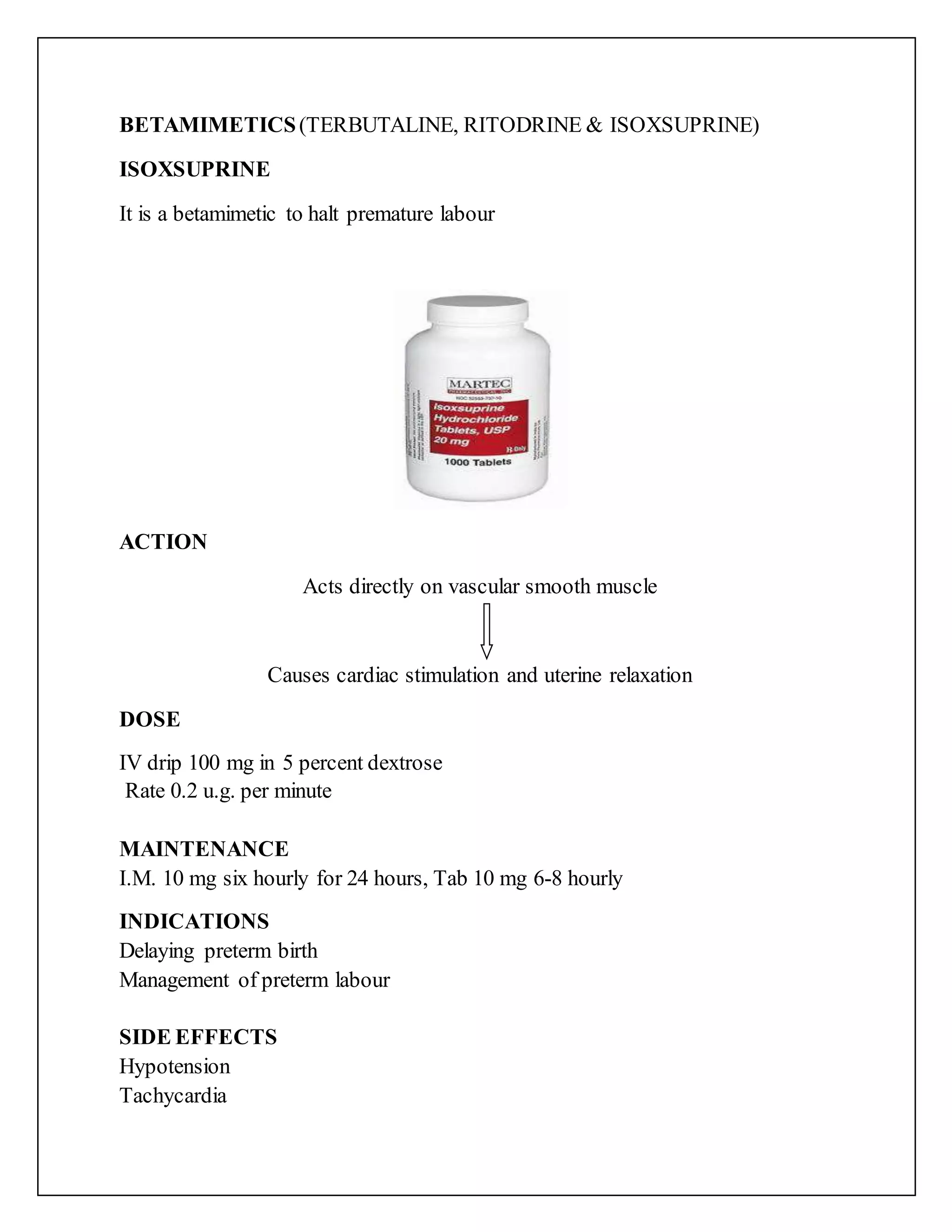 Drugs used in pregnancy, labour and puerperium | DOCX