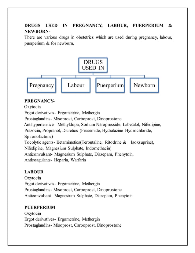 Drugs used in pregnancy, labour and puerperium | DOCX