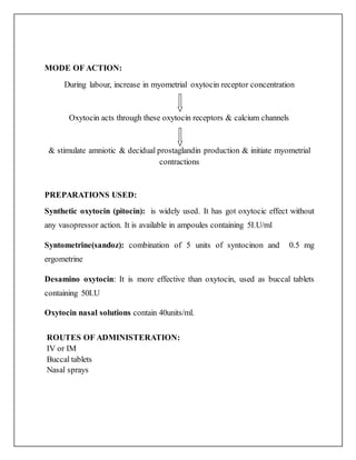 Drugs used in pregnancy, labour and puerperium | DOCX