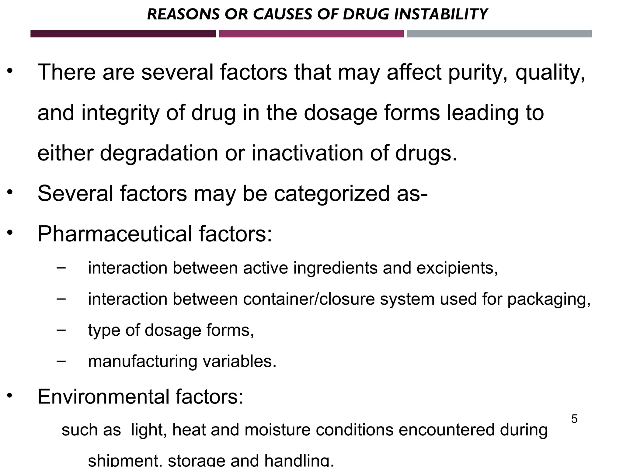 Drug stability (stability of pharmaceutical raw materials and finished ...