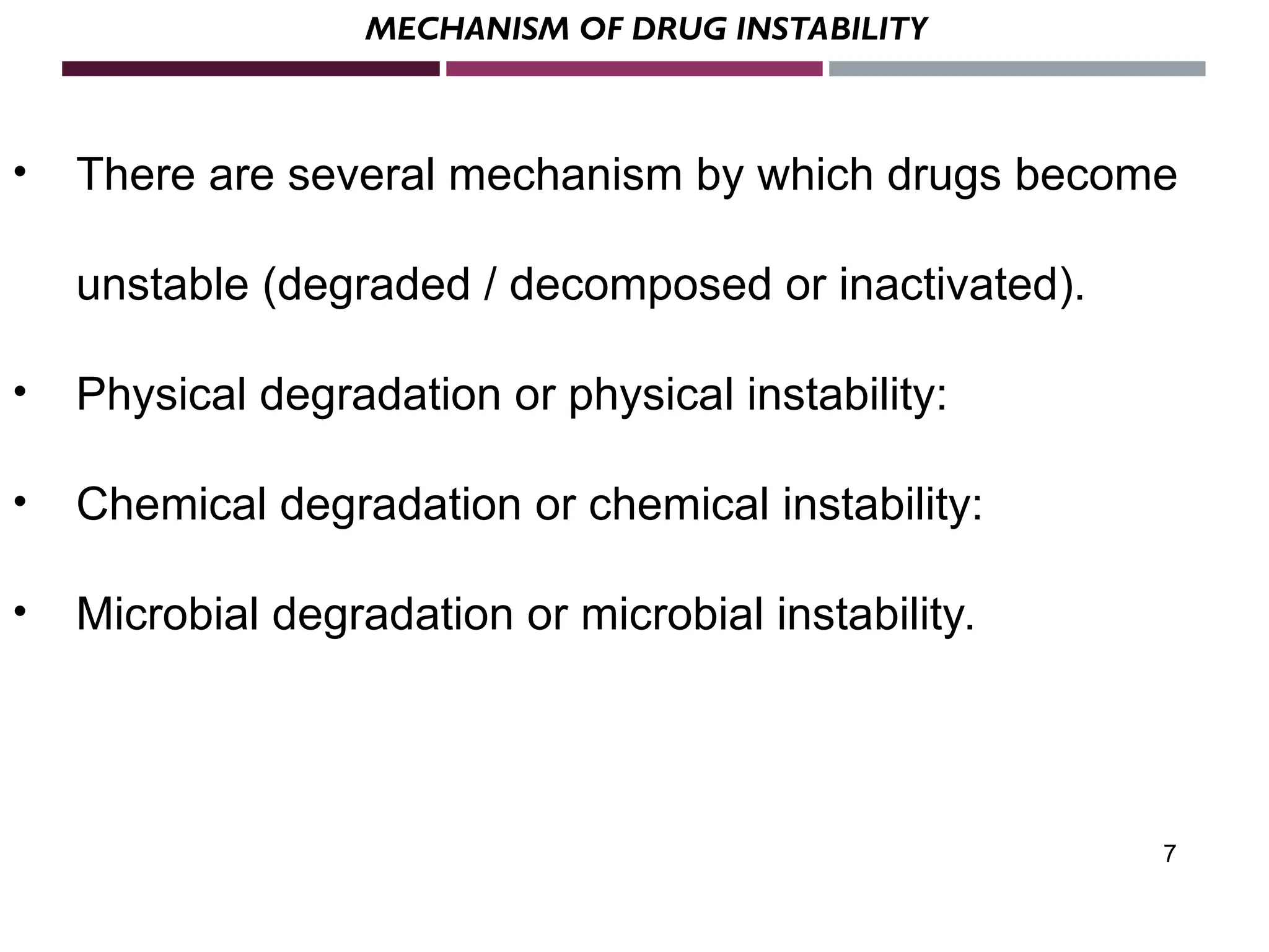 Drug stability (stability of pharmaceutical raw materials and finished ...